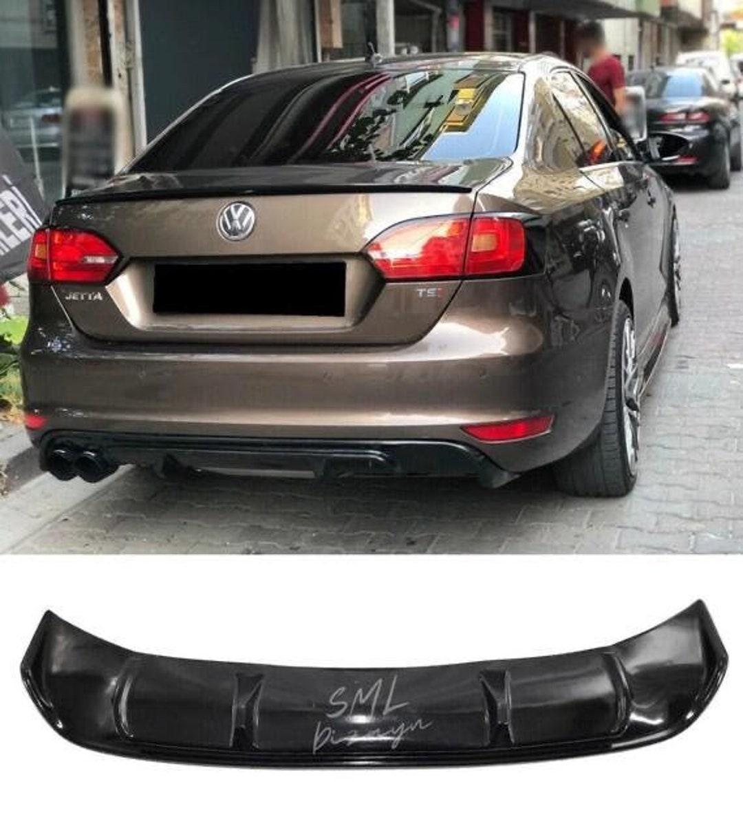 For Vw Jetta Mk6 Rear Bumper Diffuser Gloss Black Rear Bumper Trunk ...