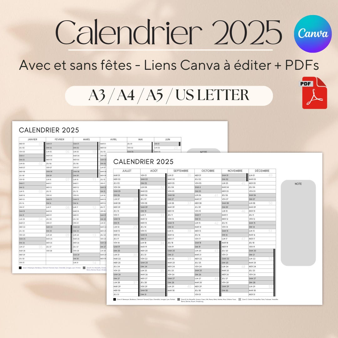 2025 Calendar by Simple Semester - Version With and Without Holidays ...