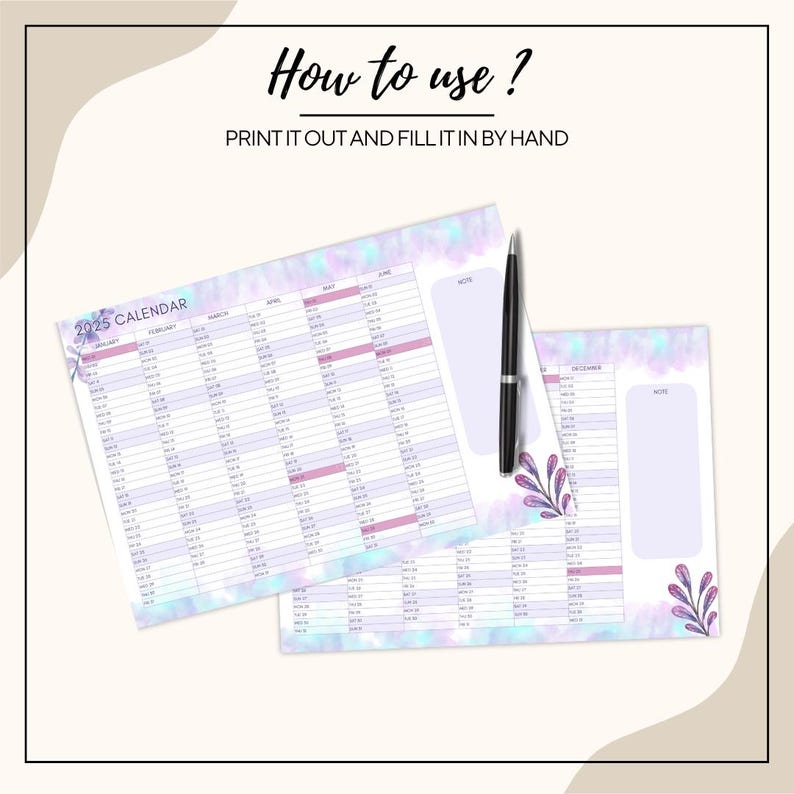 2025 Calendar Printable PDF A3/ A4/ A5/ US LETTER Sizes - Etsy