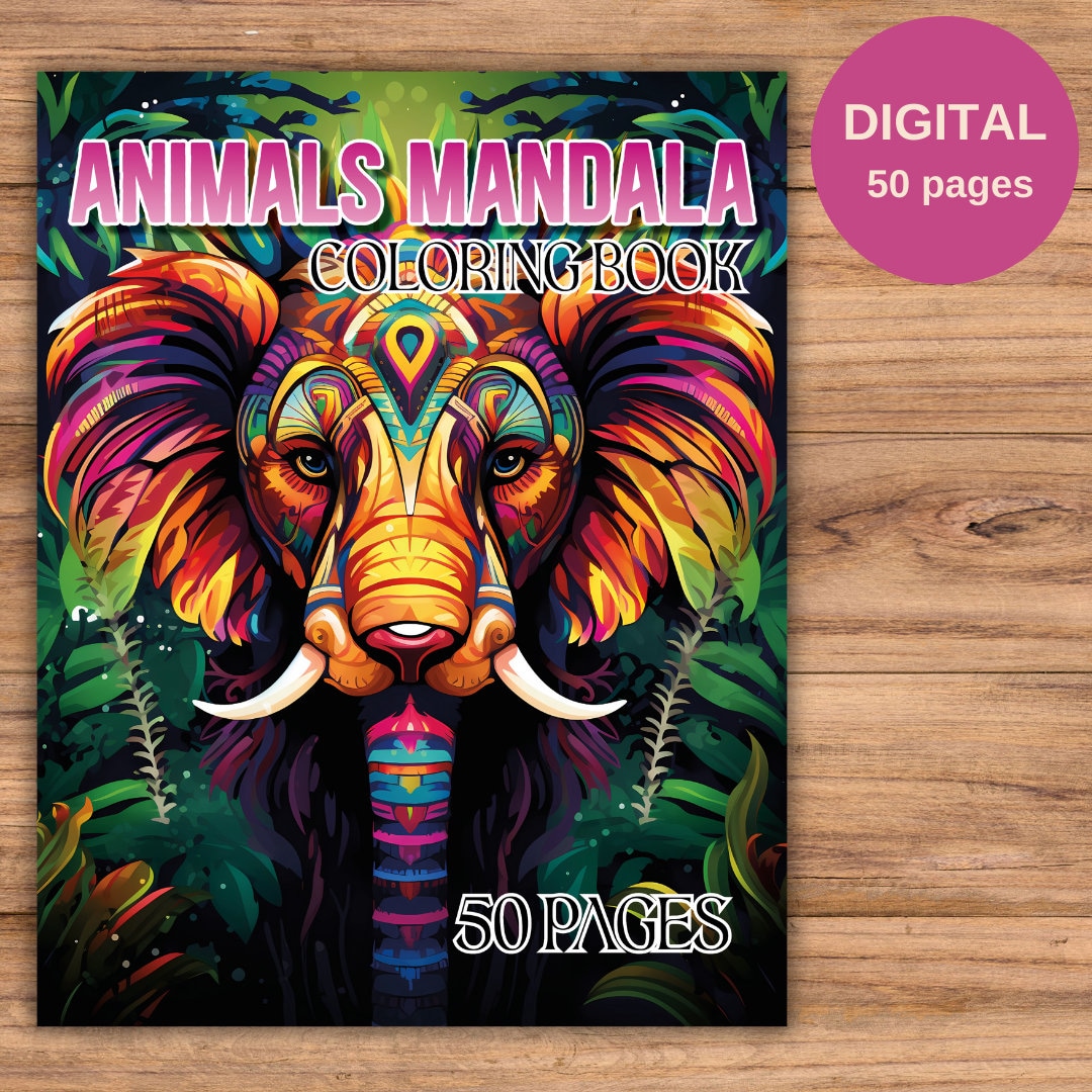 Animals Mandala Coloring Pages for Adults - 50 Pages - Digital Product ...