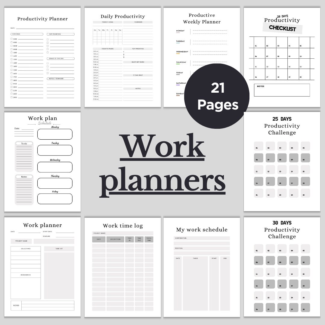 Minimalists Work Planners 2024 Bundle 21 Pages PDF Download A4/A5/US ...