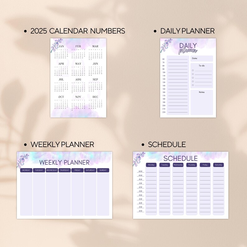 2025 Calendars Bundle - Printable Planners and Calendars Set - Pastel ...