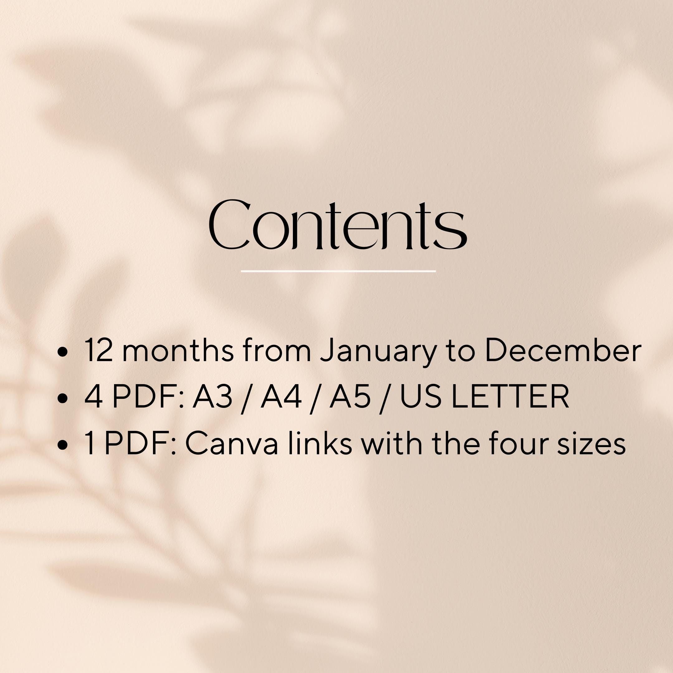 2025 Calendar - Minimalist Design - PDF Printable and Link Canva ...