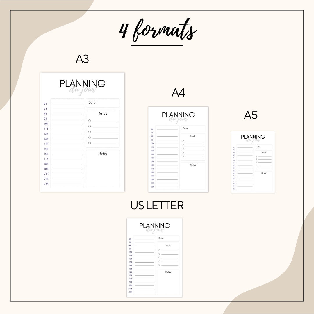 Daily Schedule - Printable PDF and Editable CANVA Link - Format A3/ A4 ...