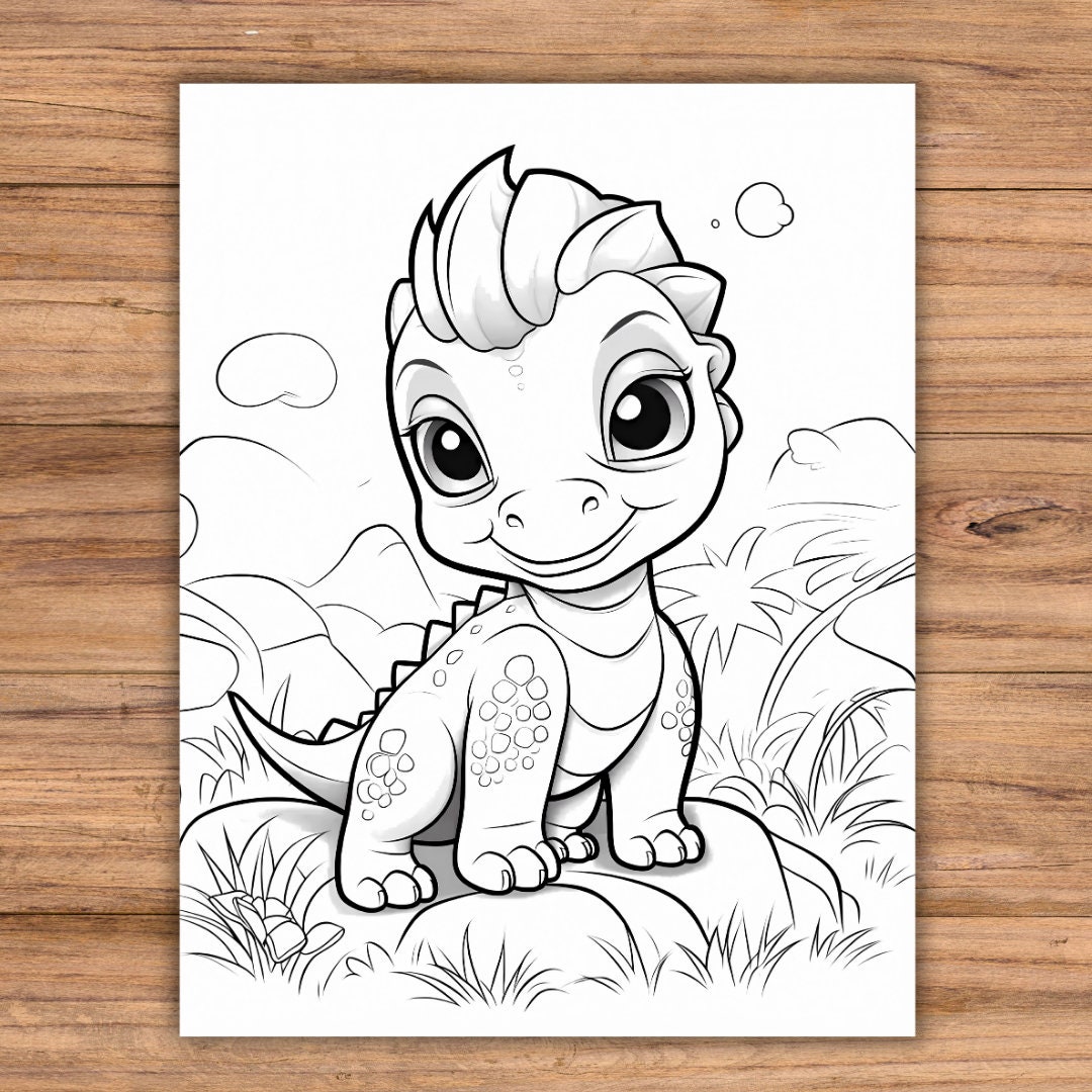Dinosaurs Coloring Pages for Kids - 40 Pages - Digital Product - A4 ...