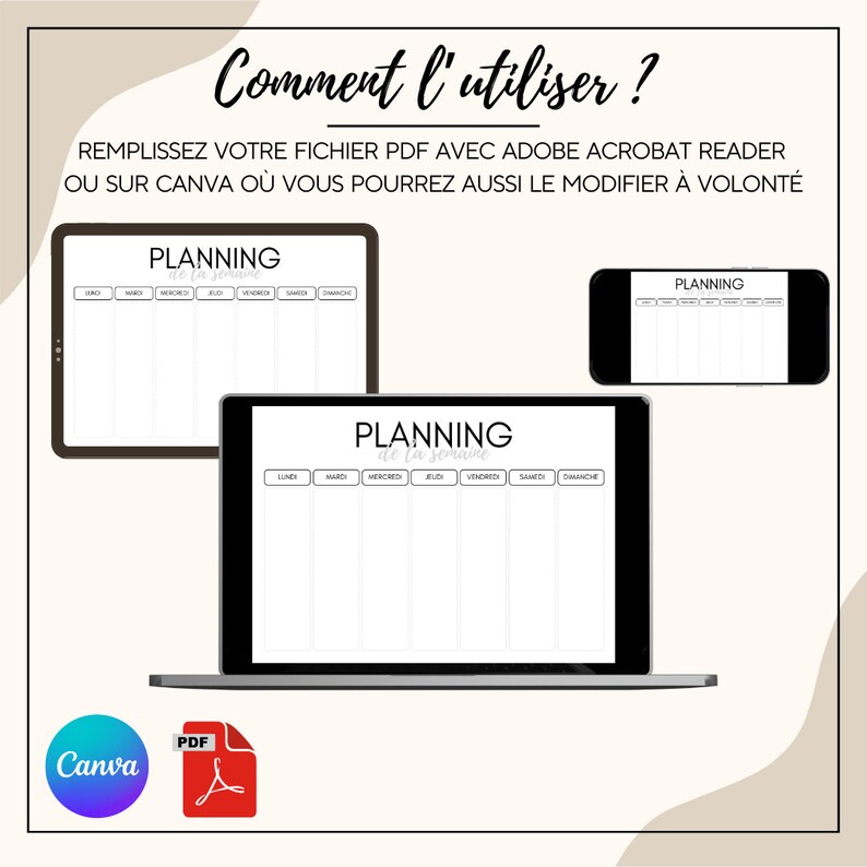 Weekly Schedule - Printable PDF and Editable CANVA Link - A3/ A4 / A5 ...