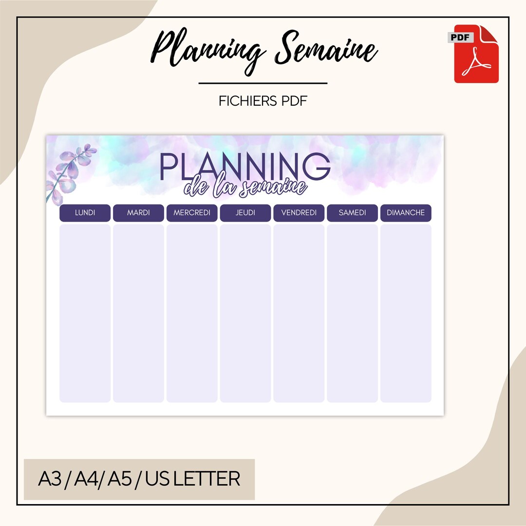 Printable Weekly Planner - Pastel Watercolor Weekly Organizer - A4, A3 ...