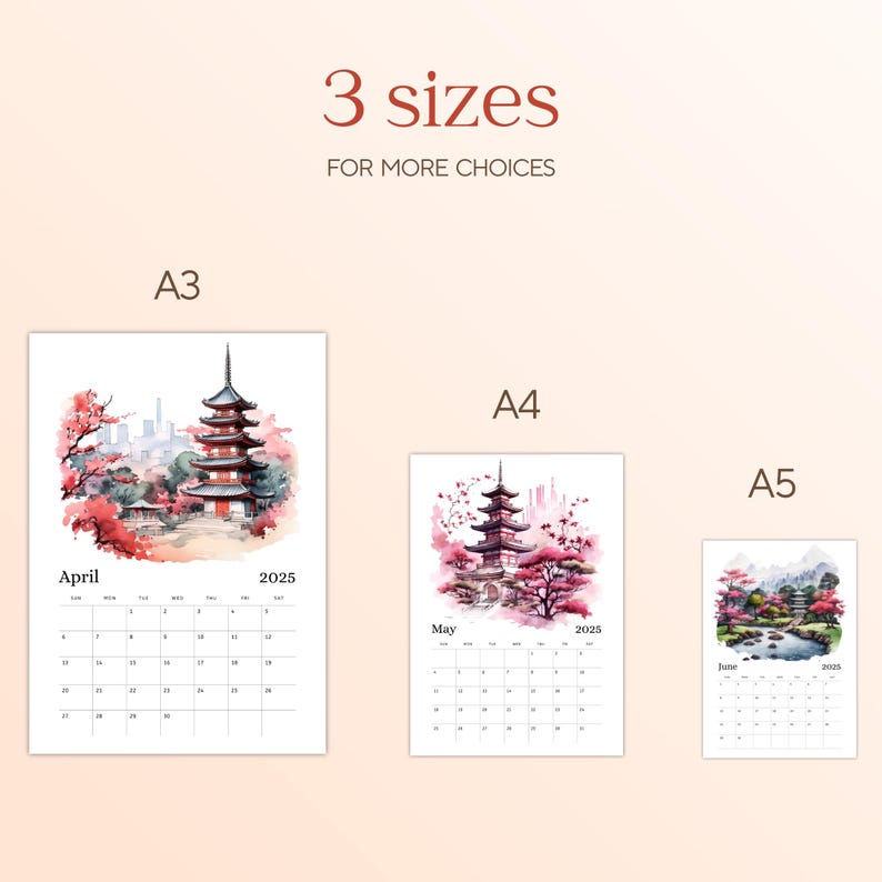 2025 Japanese Landscape Calendar | 12 Months + Cover | A3, A4, A5, US ...