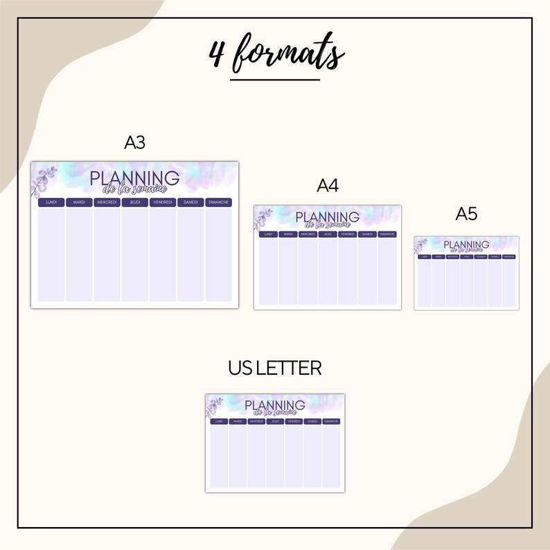 Printable Weekly Planner - Pastel Watercolor Weekly Organizer - A4, A3 ...