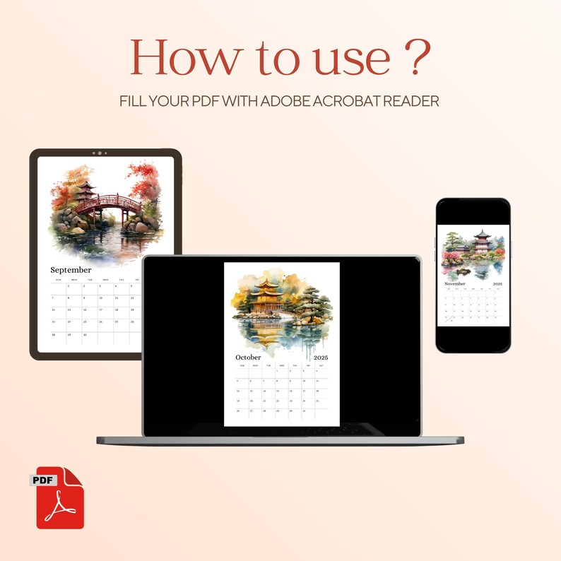 2025 Japanese Landscape Calendar | 12 Months + Cover | A3, A4, A5, US ...