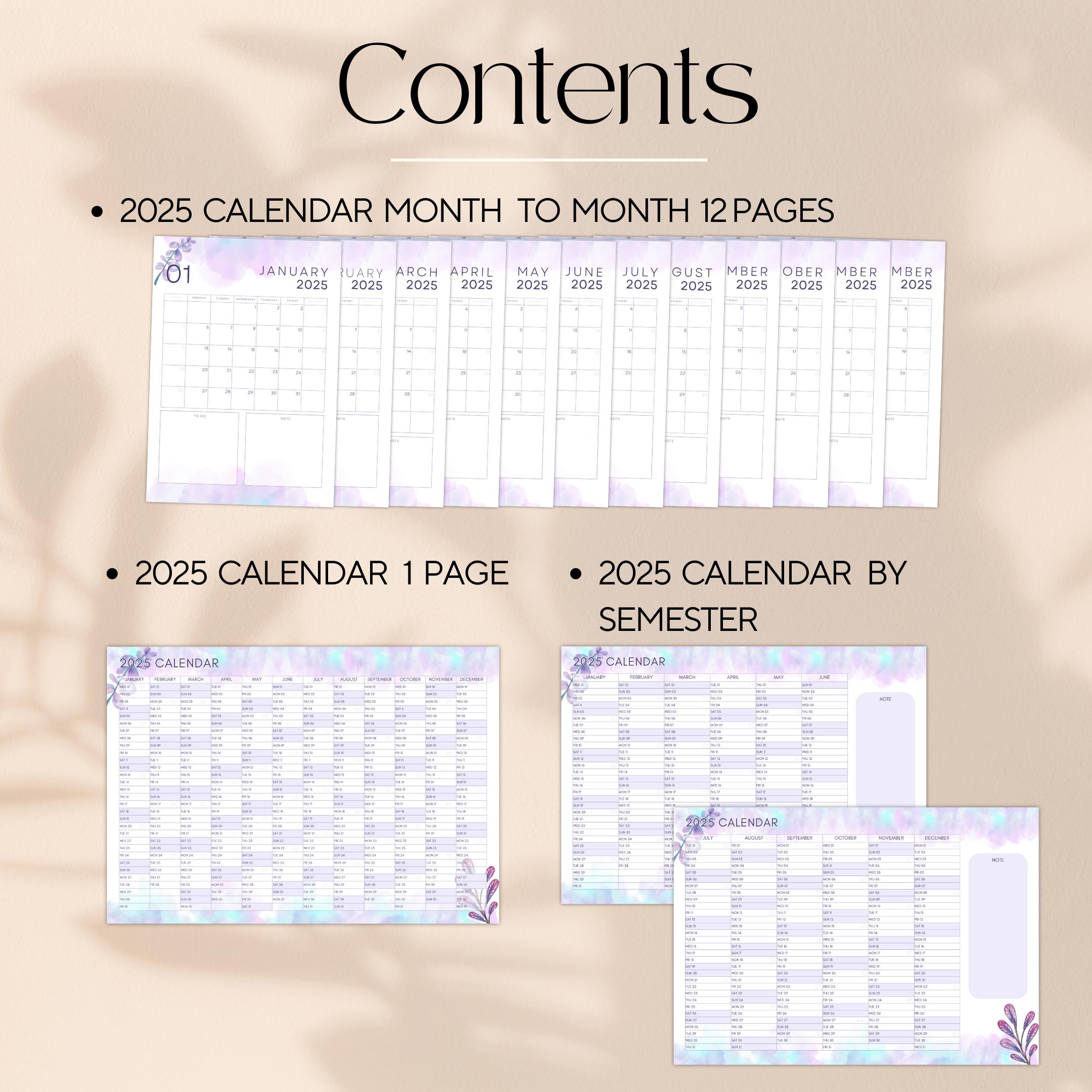 2025 Calendars Bundle - Printable Planners and Calendars Set - Pastel ...
