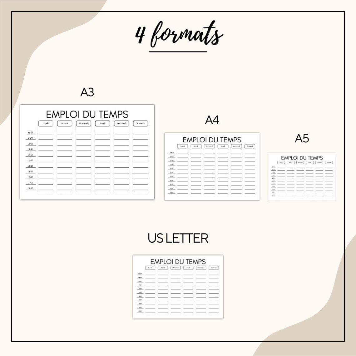 Timetable - Minimalist Design - Printable PDF and Editable Canva Link ...