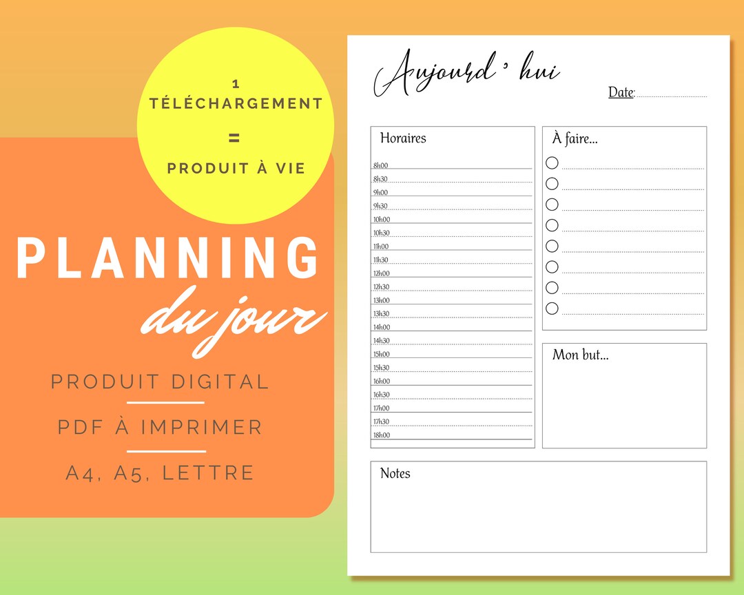 Printable and Digital Daily Planner Student or Employee Planning Daily ...