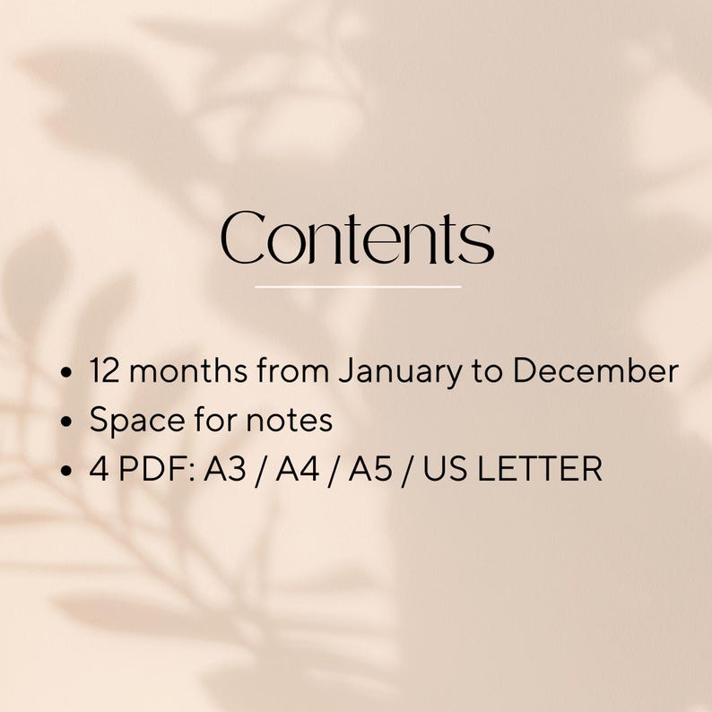 2025 Calendar - Printable PDF - A3/ A4/ A5/ US LETTER Sizes - Etsy