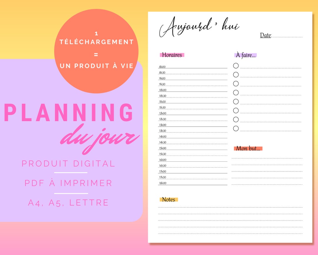 Printable and Digital Daily Planner Student or Employee Planning Daily ...