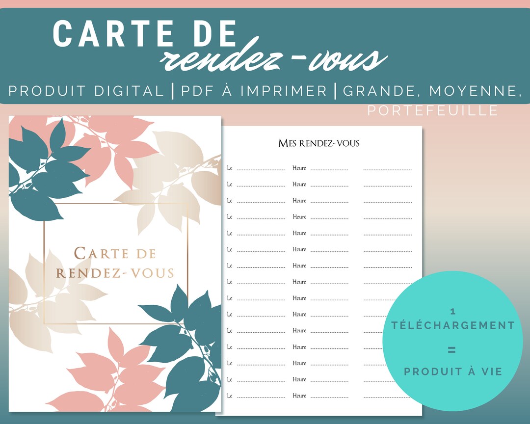 Personal Appointment Card | Digital and Printable | Nice Design | Write ...