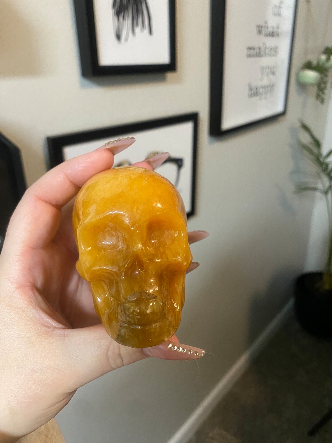 Honey Calcite Crystal Skull - Etsy