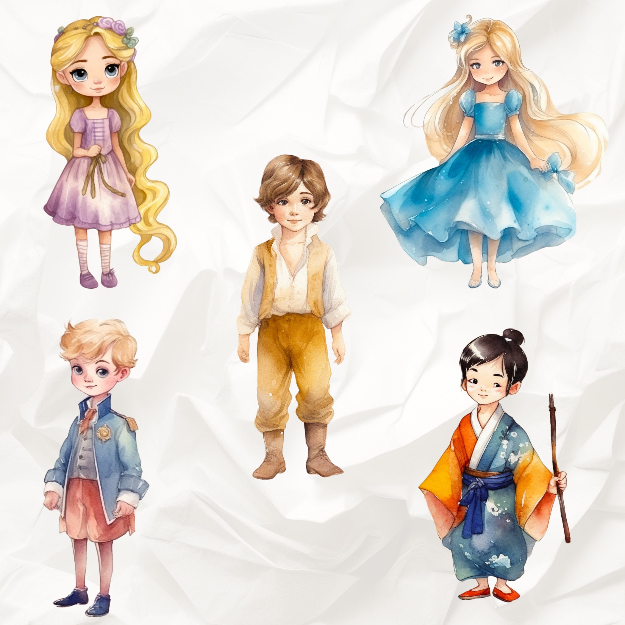 Little Princess Clipart, Watercolor Princess Clipart, Nursery Decor PNG ...
