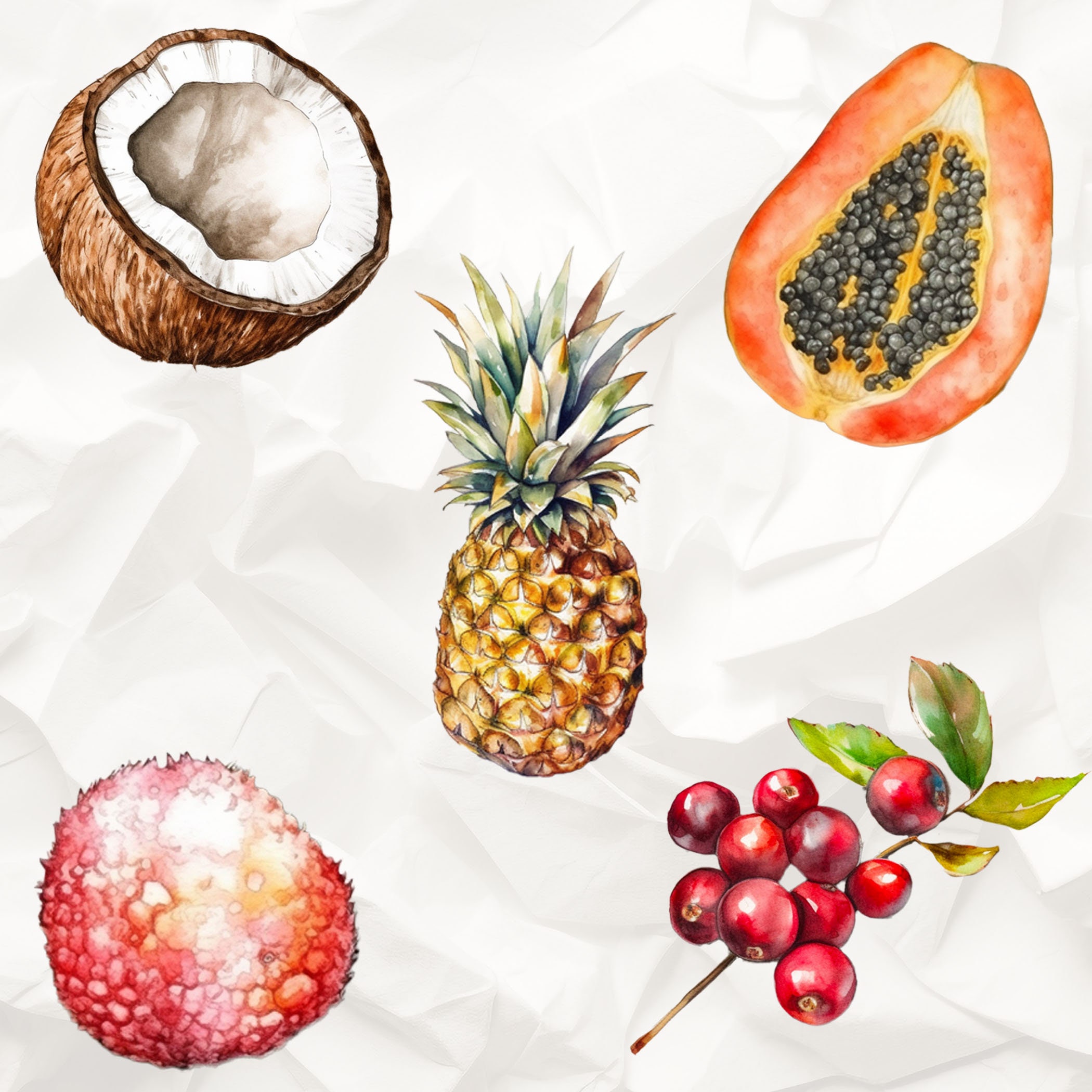 Watercolor Fruits Clipart Fruits PNG Commercial Use Instant - Etsy
