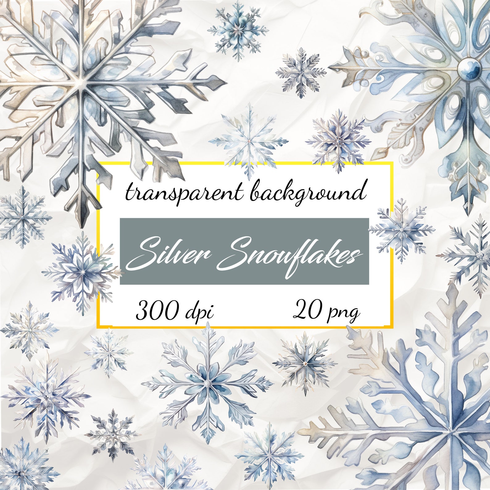 Watercolor Silver Snowflake Png, Silver Snowflake Clipart, Christmas ...