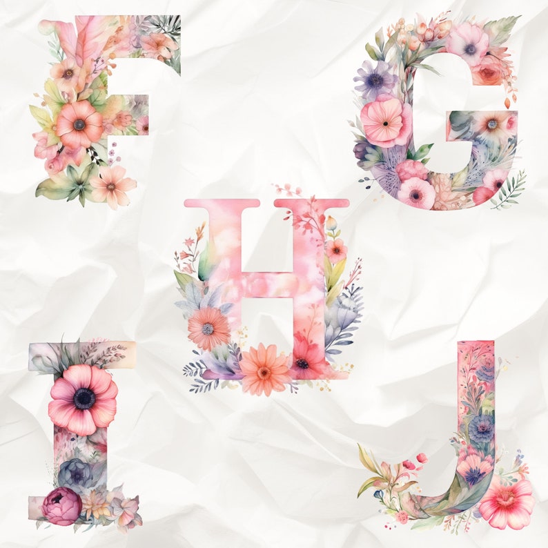 Pastel Floral Alphabet Png, 26 Floral Letters Clipart, Boho Letter ...