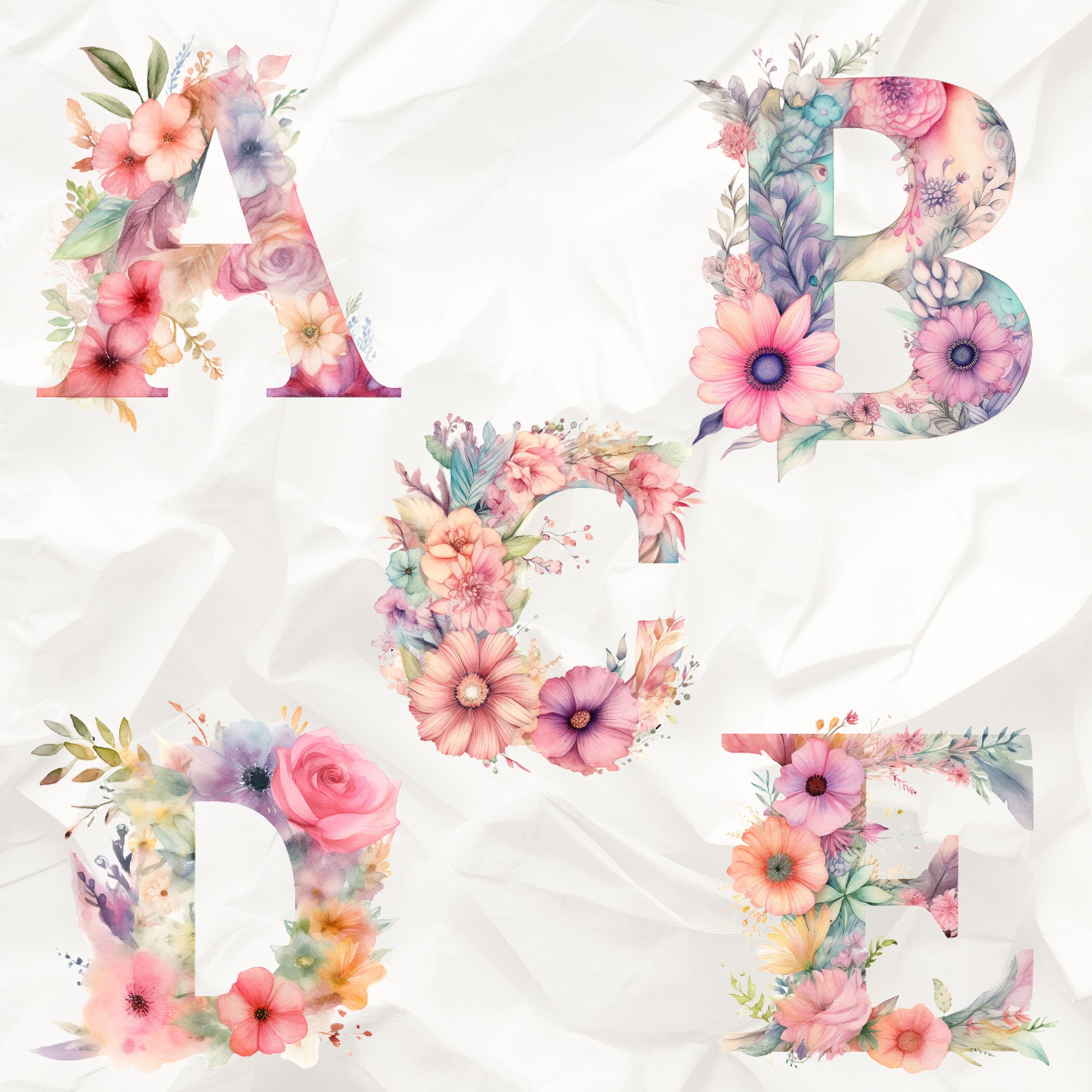 Pastel Floral Alphabet Png, 26 Floral Letters Clipart, Boho Letter ...