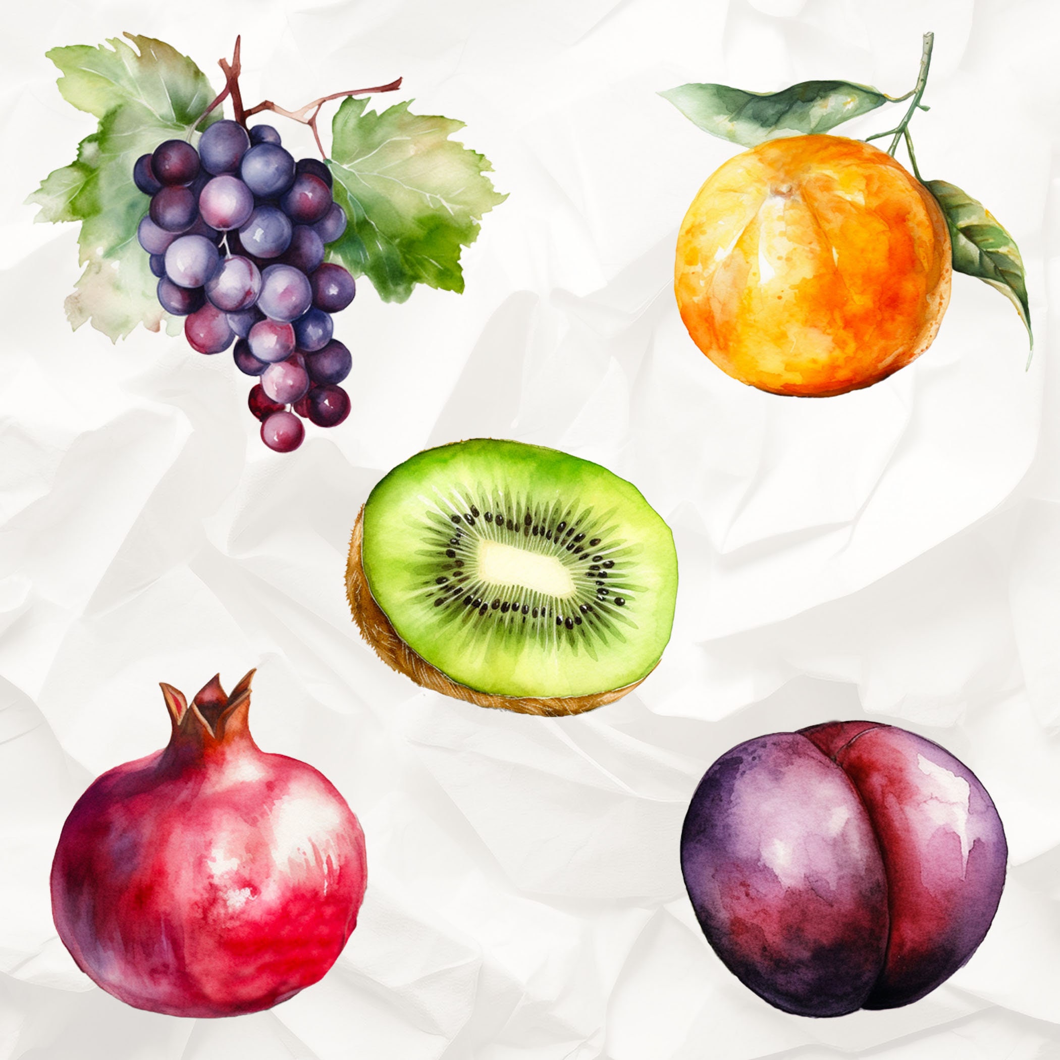 Watercolor Fruits Clipart, Fruits PNG, Commercial Use, Instant Download ...