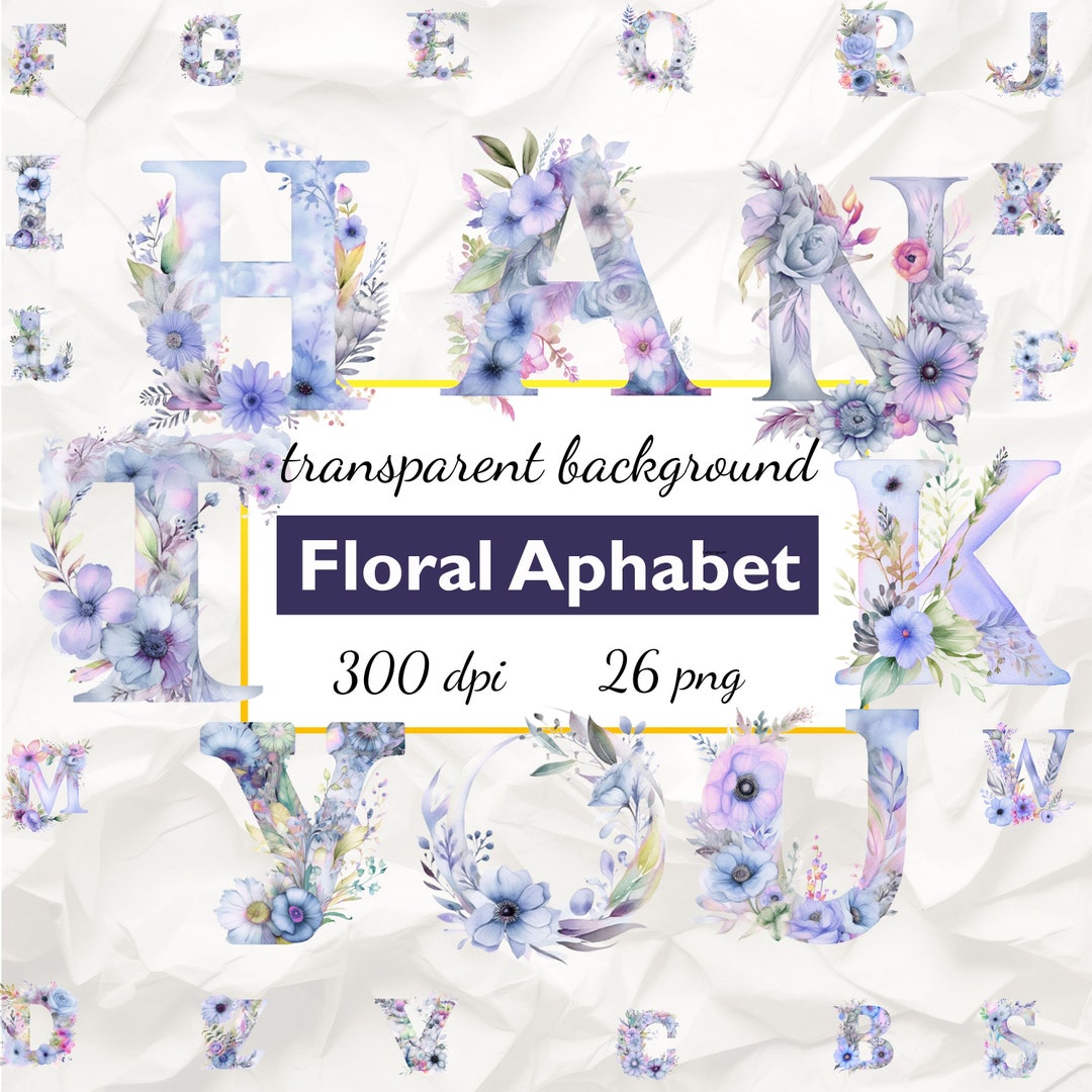 Pastel Floral Alphabet Png, 26 Floral Letters Clipart, Boho Letter ...