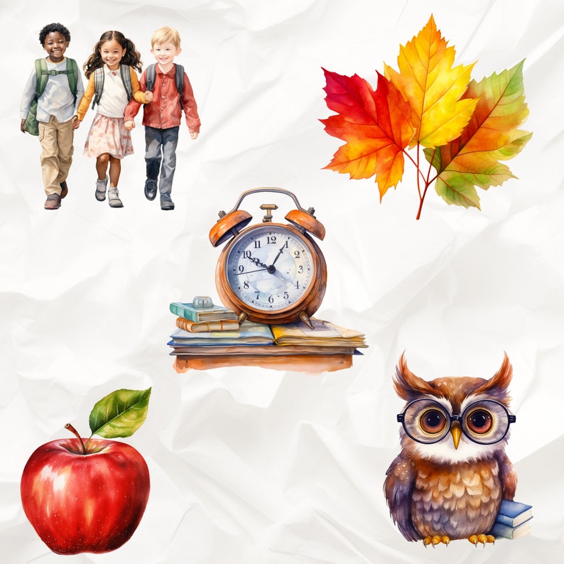 Watercolor School Clipart - Back to School Clipart - School 20 PNG ...