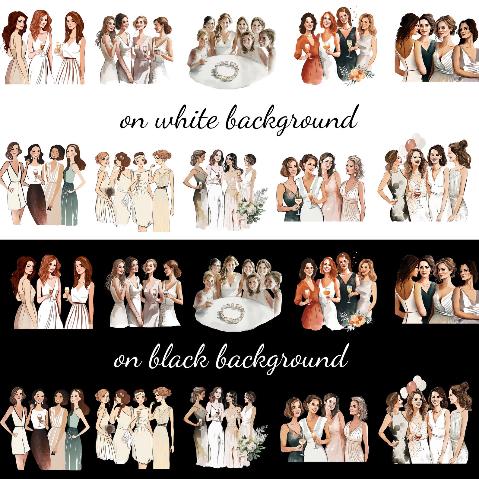 Hen Party Clipart, Bridesmaid Drawing, Best Friend Clipart, Bridesmaid ...