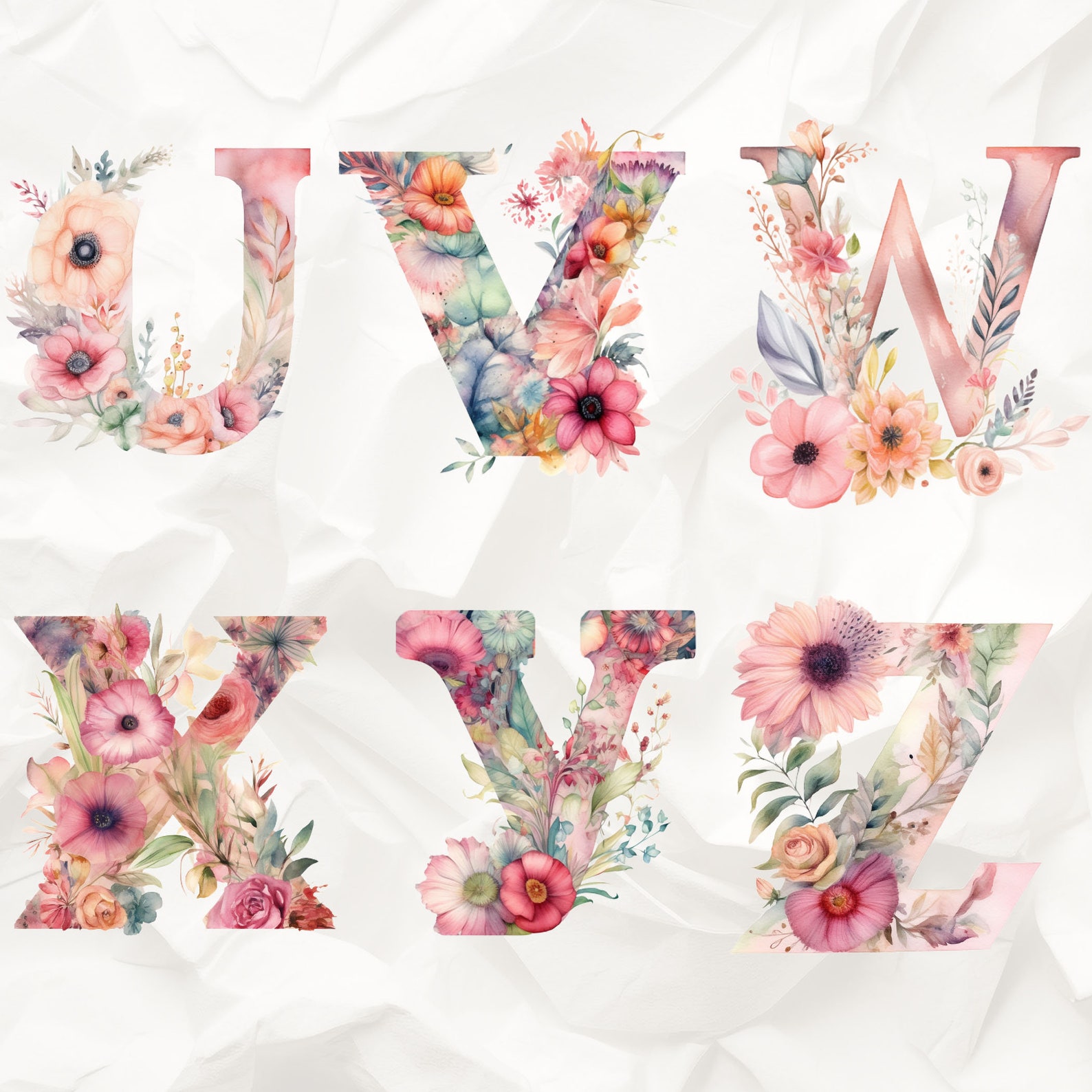 Pastel Floral Alphabet Png, 26 Floral Letters Clipart, Boho Letter ...
