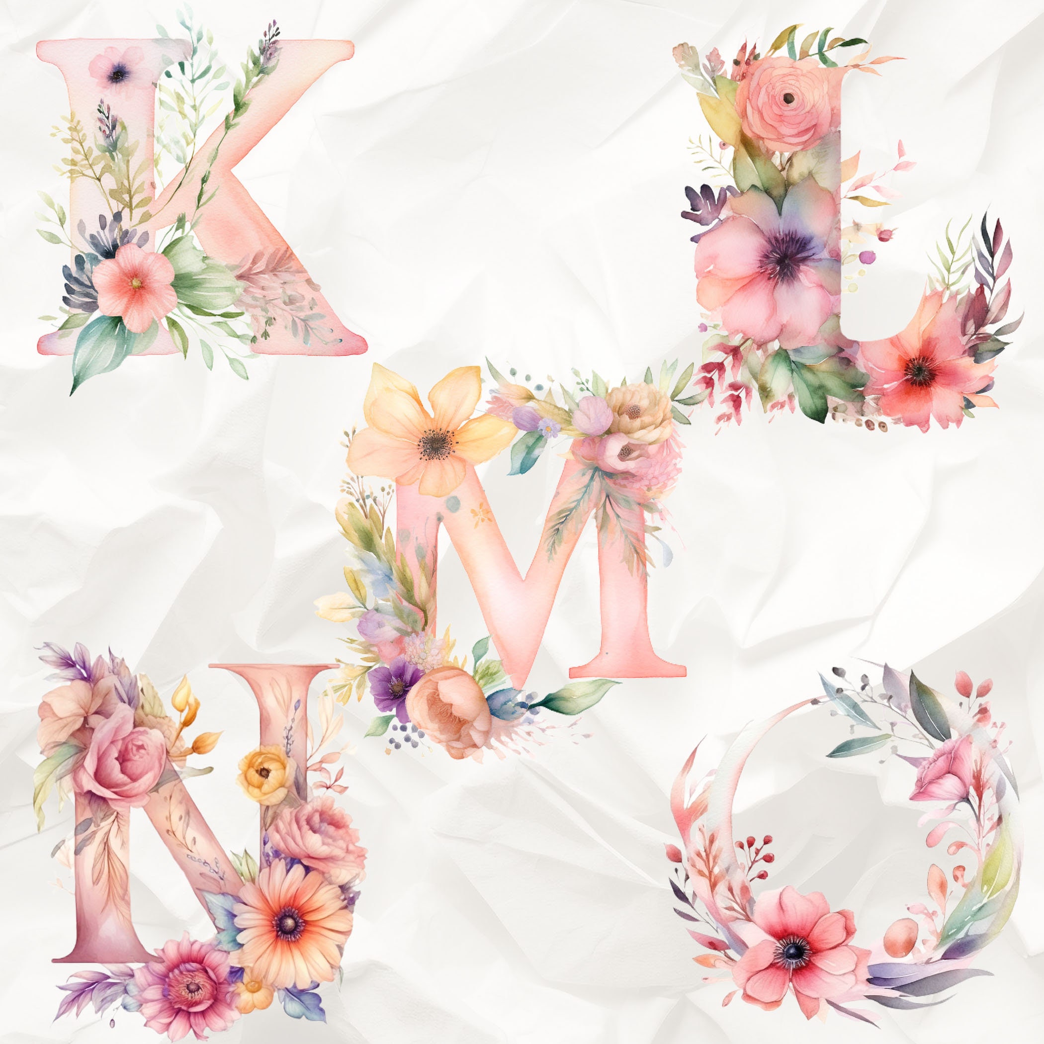 Pastel Floral Alphabet Png, 26 Floral Letters Clipart, Boho Letter ...