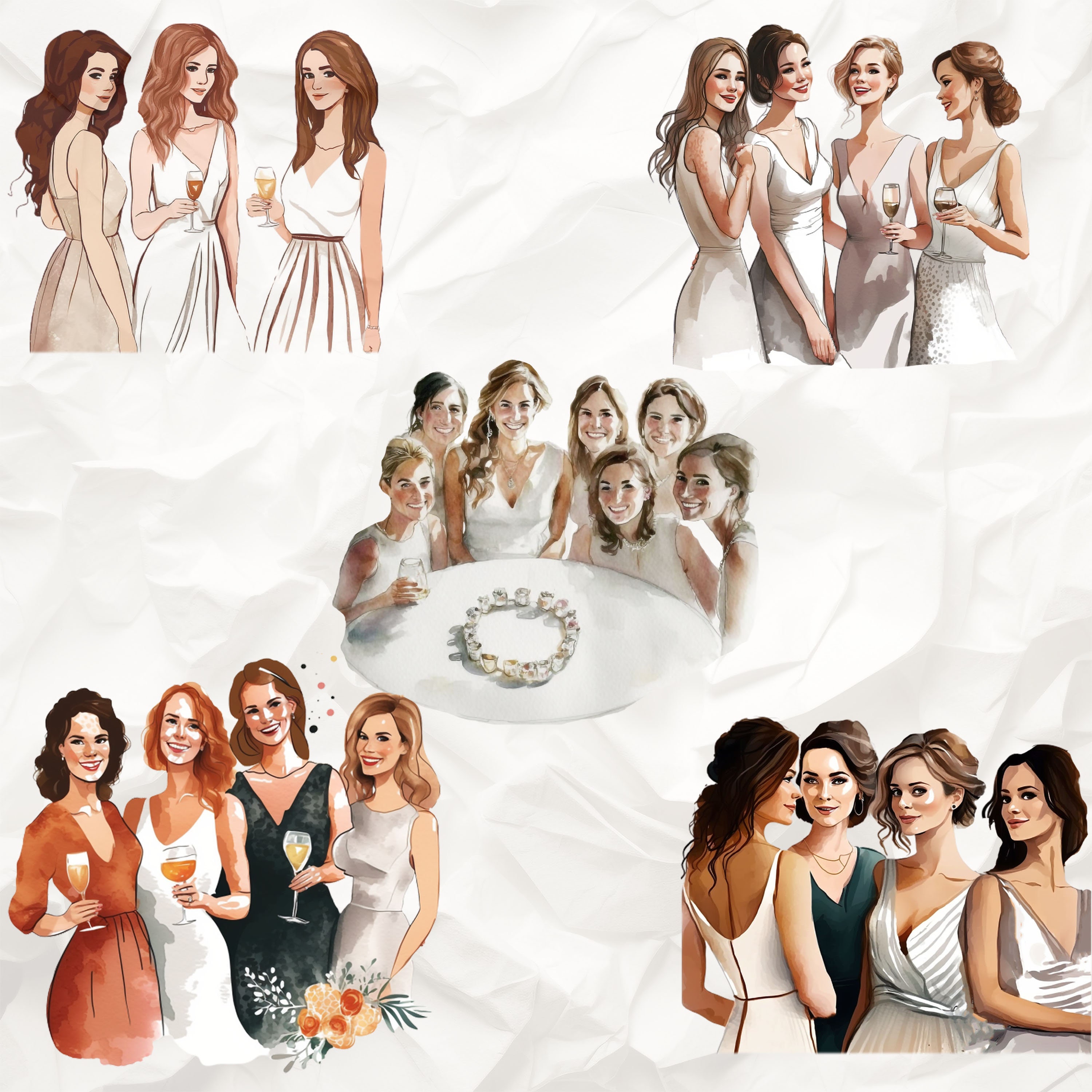 Hen Party Clipart, Bridesmaid Drawing, Best Friend Clipart, Bridesmaid ...