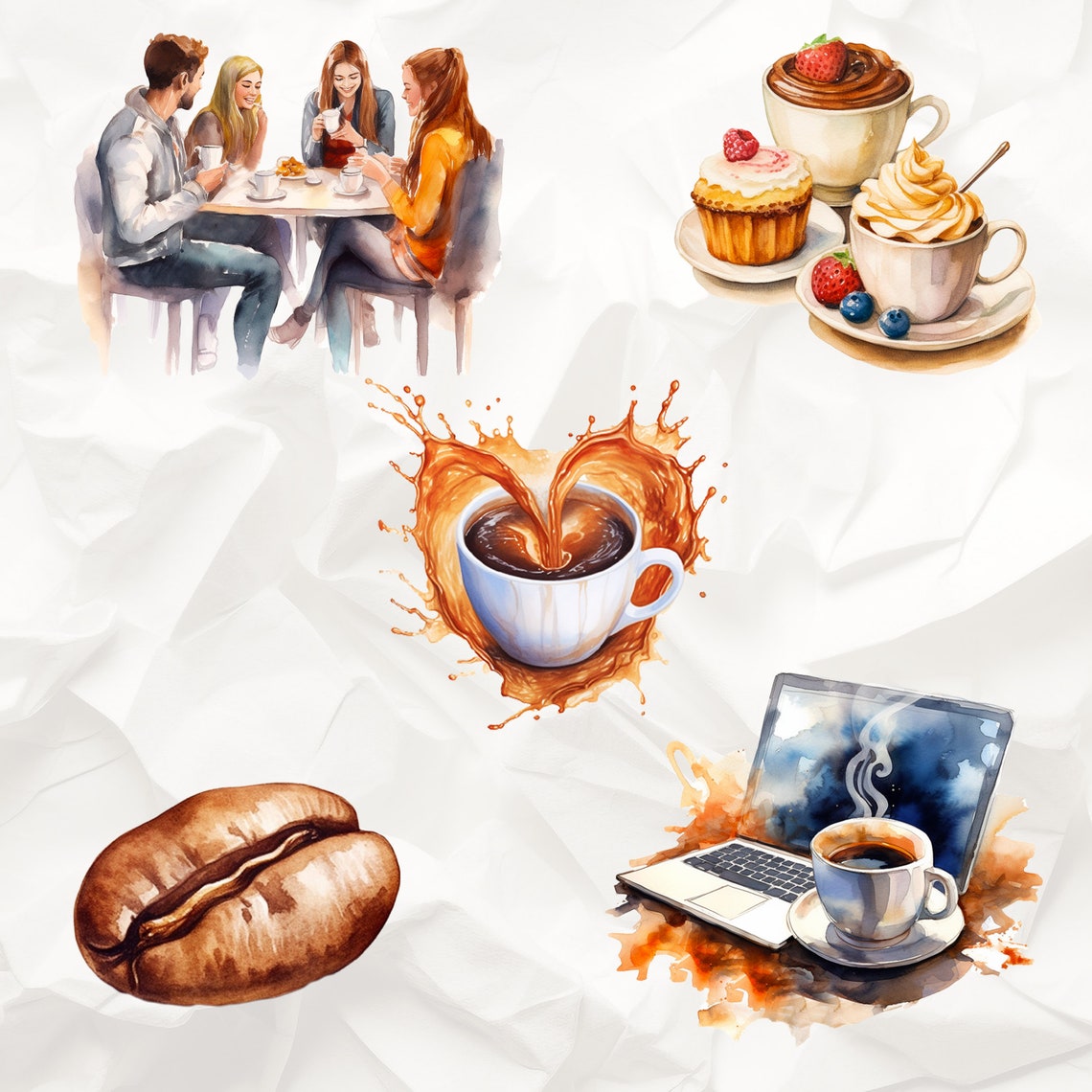 Watercolor Coffee Clipart Coffee Lover Clipart Coffee - Etsy