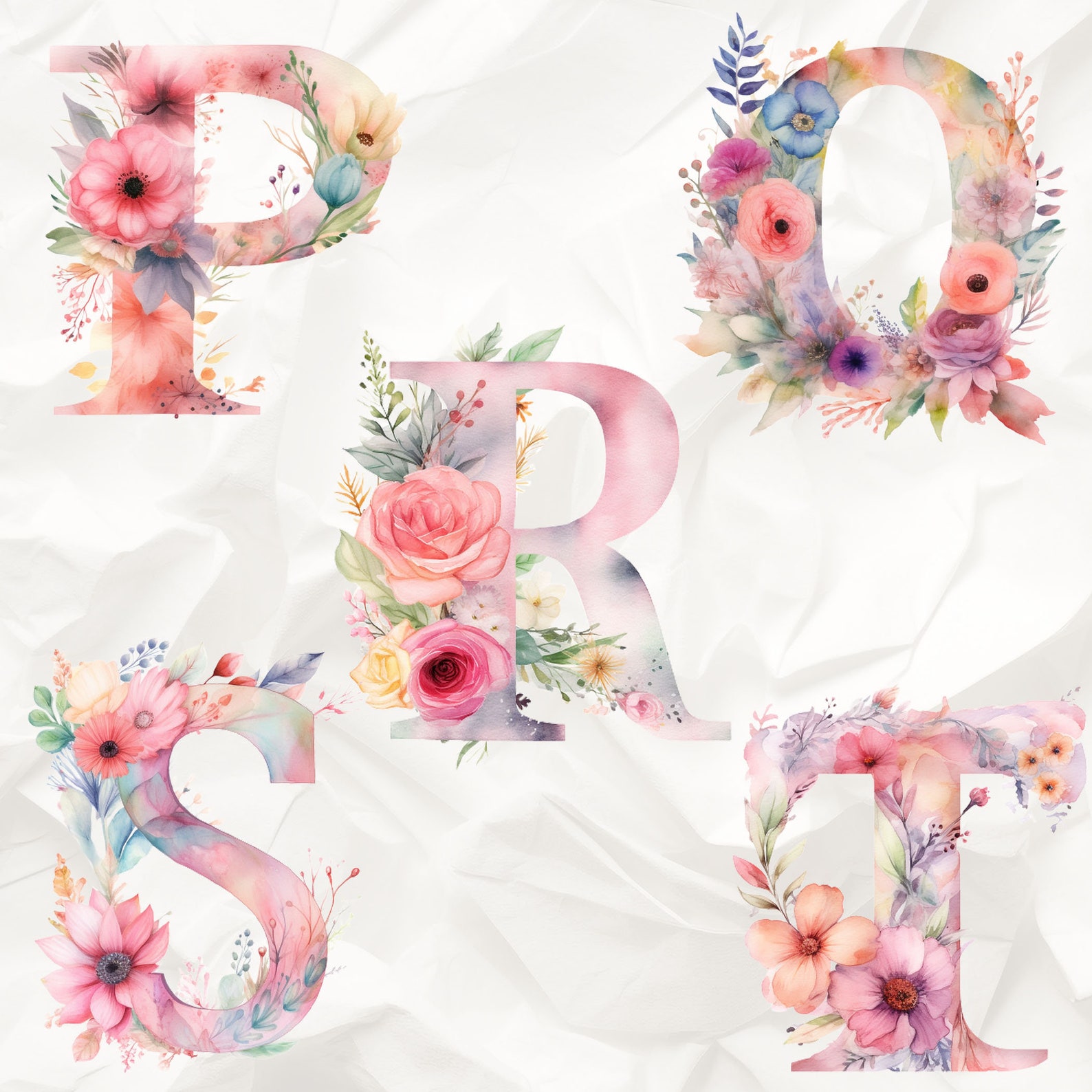 Pastel Floral Alphabet Png, 26 Floral Letters Clipart, Boho Letter ...