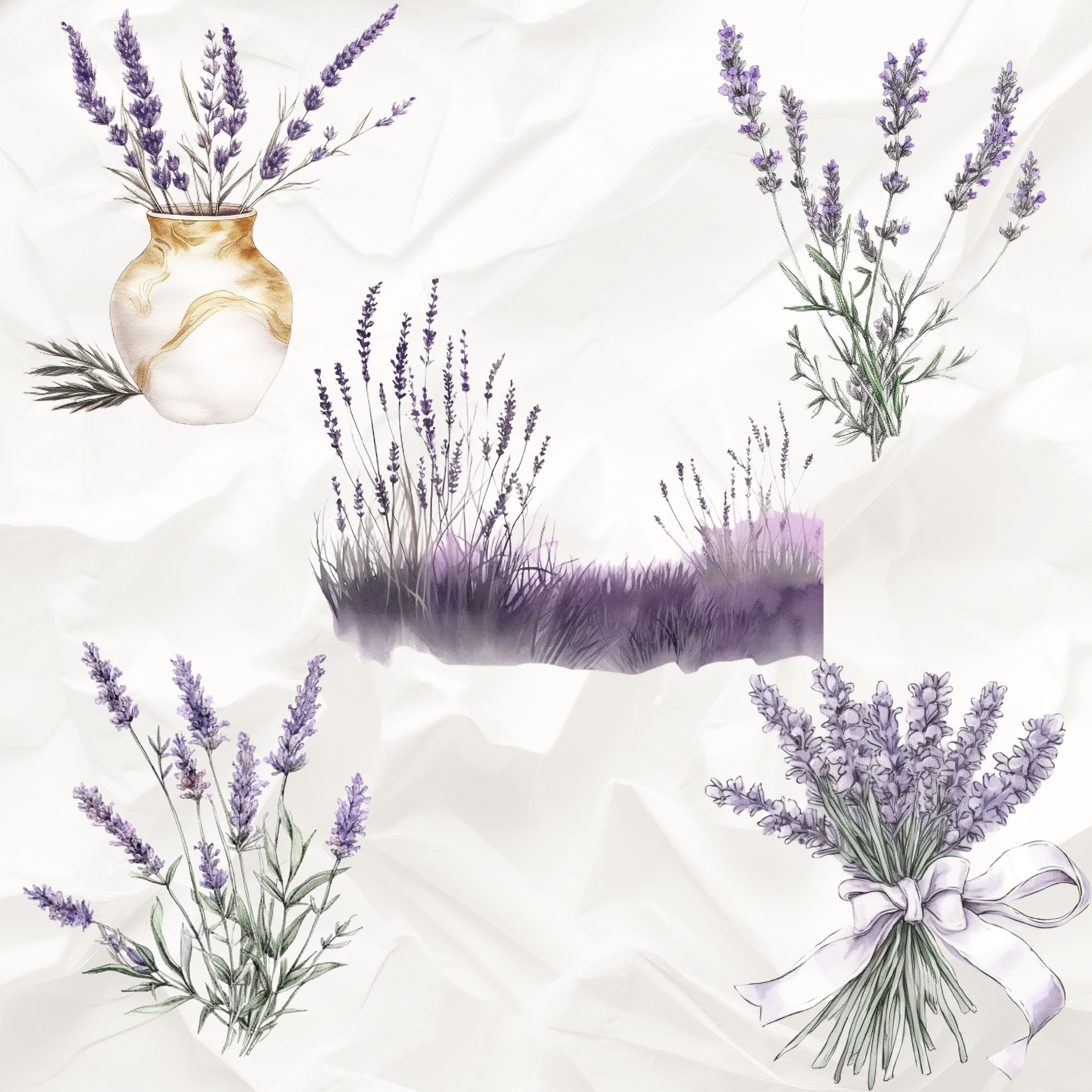 Watercolor Lavender Clipart Watercolor Provence Clipart - Etsy