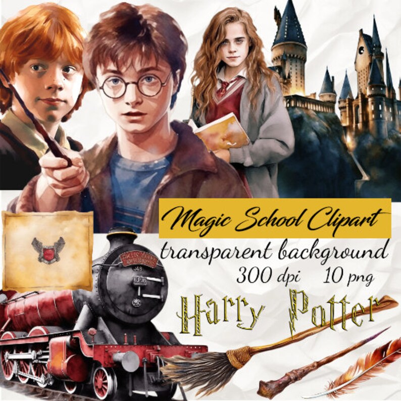 Watercolor Magic School Clipart Witch and Wizard Supplies - Etsy Australia