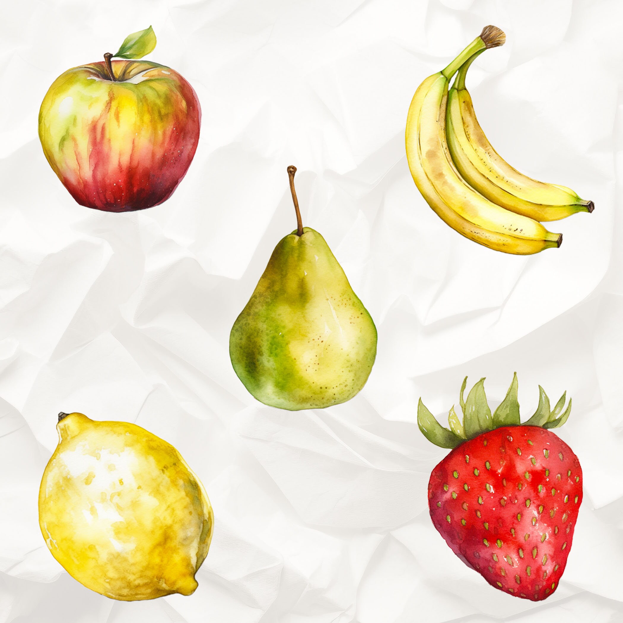 Watercolor Fruits Clipart, Fruits PNG, Commercial Use, Instant Download ...