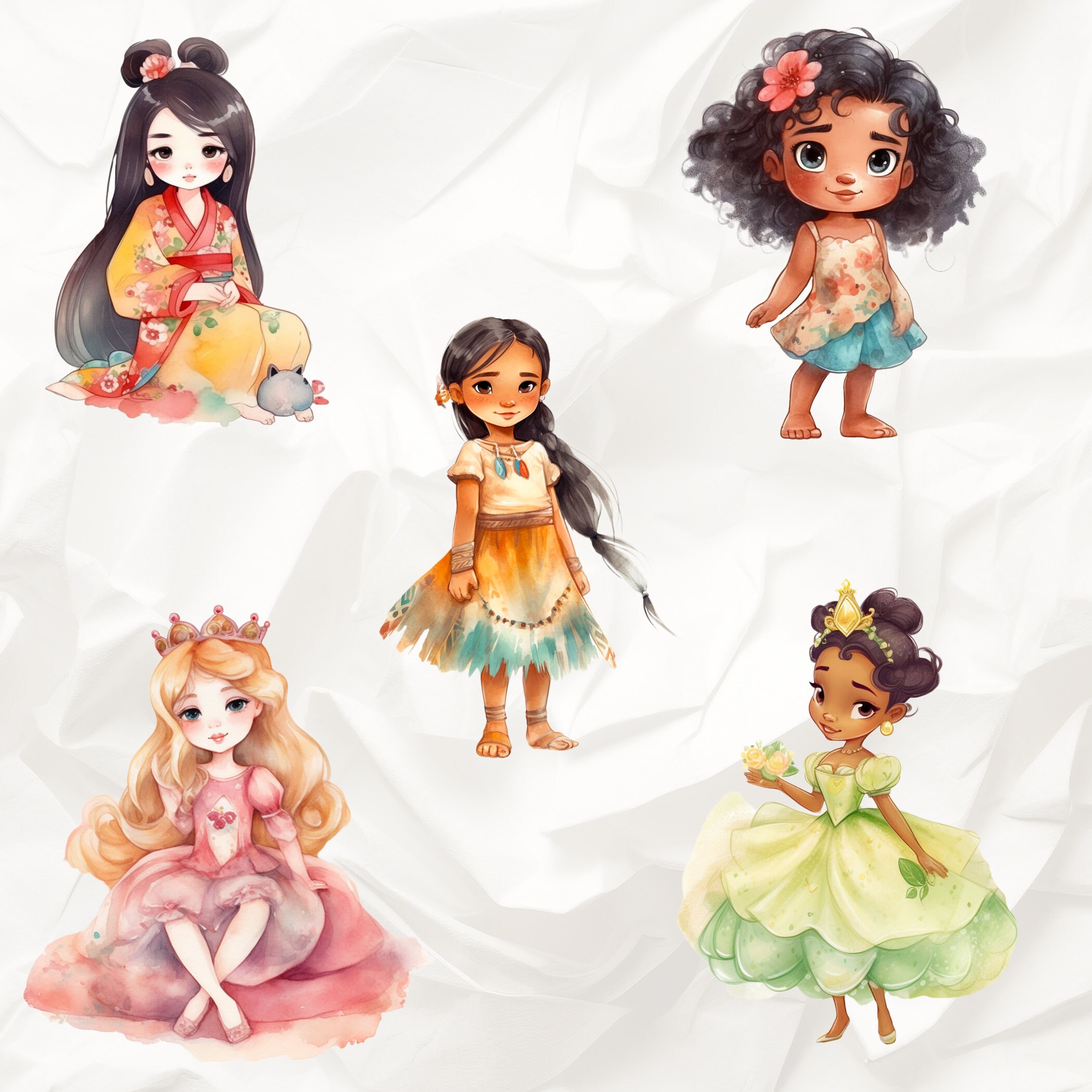 Little Princess Clipart, Watercolor Princess Clipart, Nursery Decor PNG ...