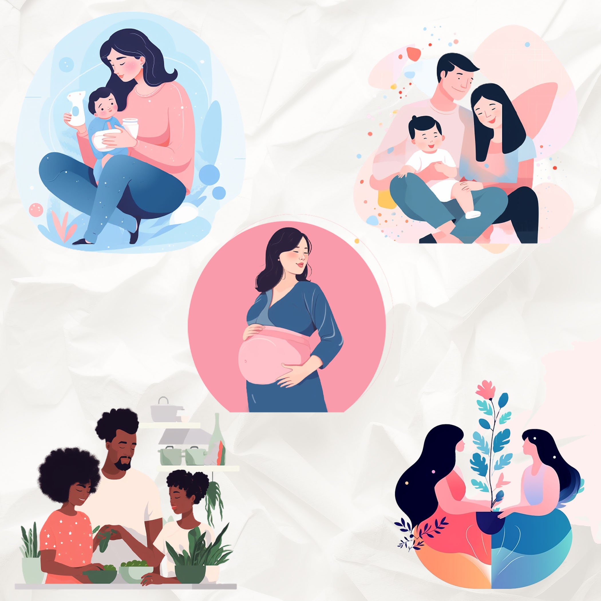 Flat Illustration of Parenthood Clipart, Flat People Clipart, Family ...