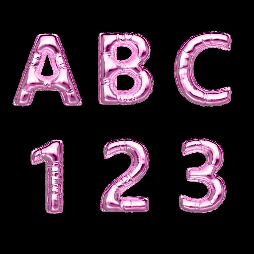 Balloon 3D Type Magenta, Transparent Background Balloon Letters and ...