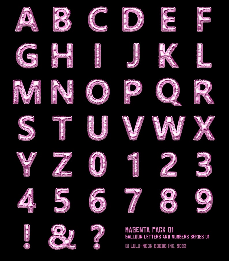 Balloon 3D Type Magenta, Transparent Background Balloon Letters and ...