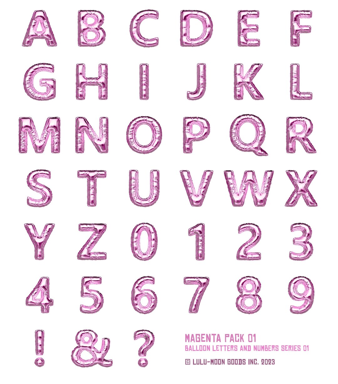 Balloon 3D Type Magenta, Transparent Background Balloon Letters and ...