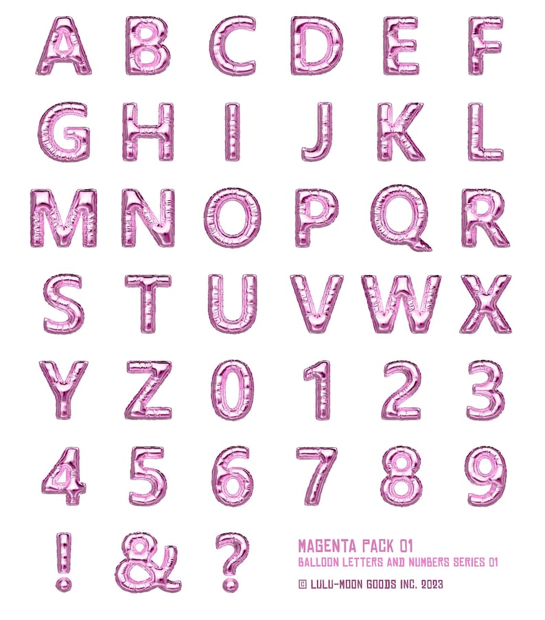 Balloon 3D Type Magenta, Transparent Background Balloon Letters and ...
