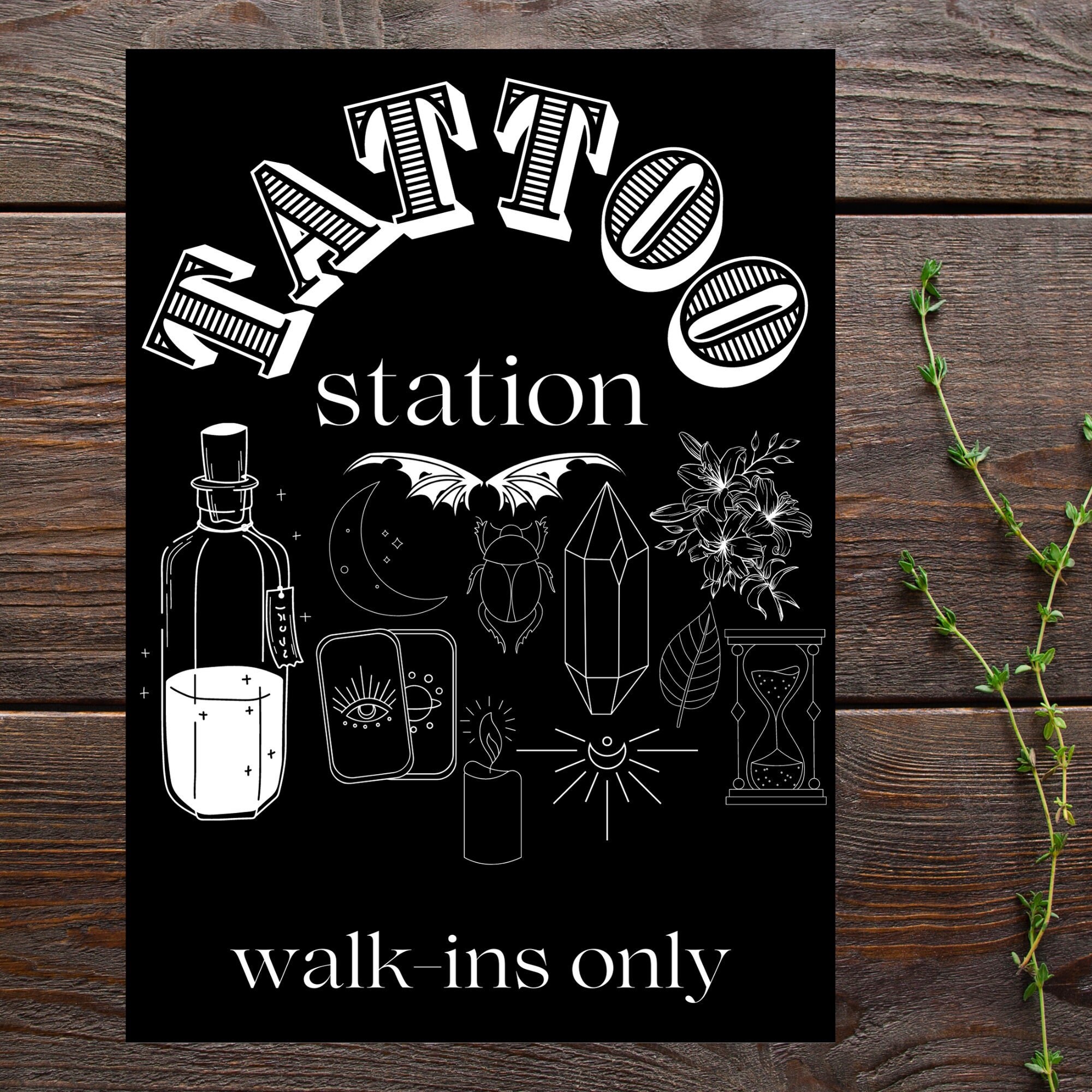 Witchy Tattoo Sation Sign, Wedding Tattoo Station Sign, Tattoo Station ...