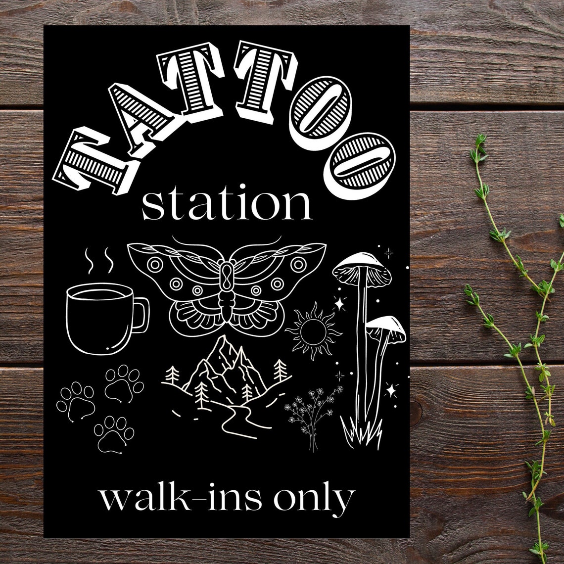 Outdoorsy Tattoo Sation Sign, Wedding Tattoo Station Sign, Tattoo ...