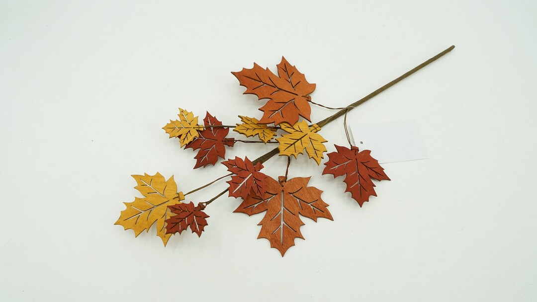 17'' Fall Wood Maple Leaves Pick (2-pack), Fall Decor, Autumn Leaves ...