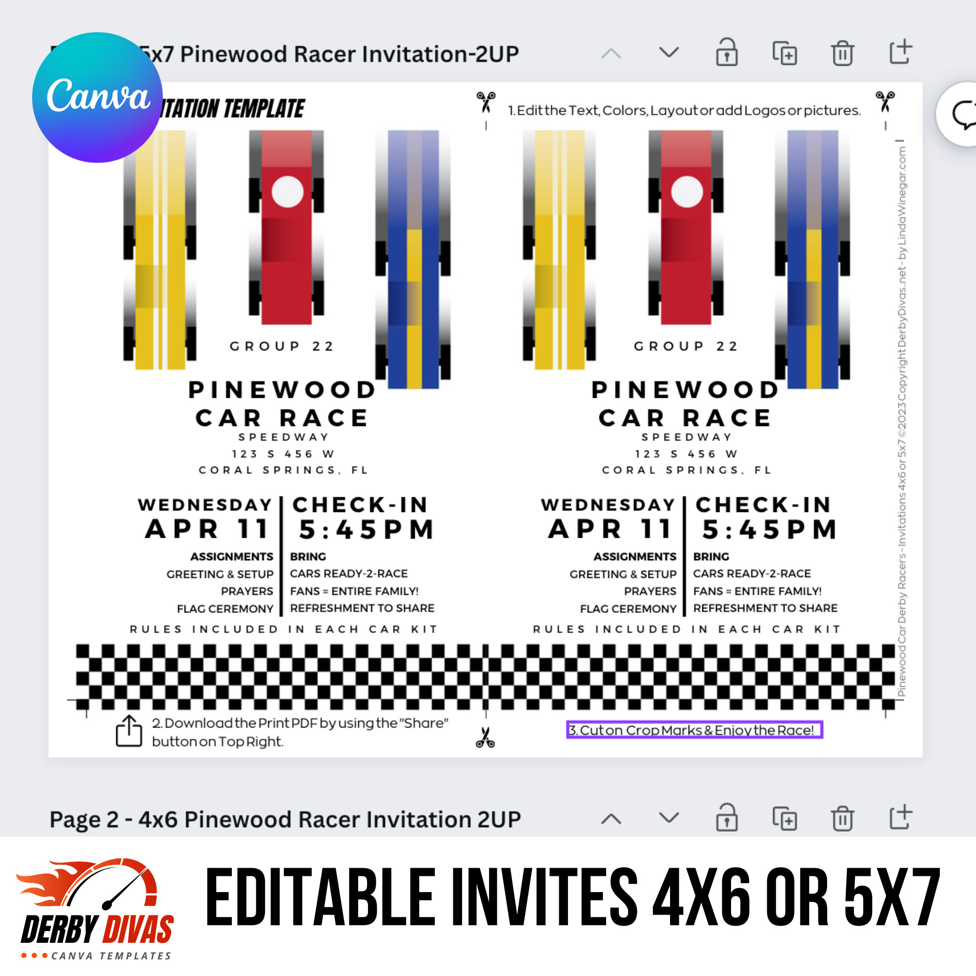 Editable Pinewood Race Car Derby Invitation! Race Car Party | Derby ...