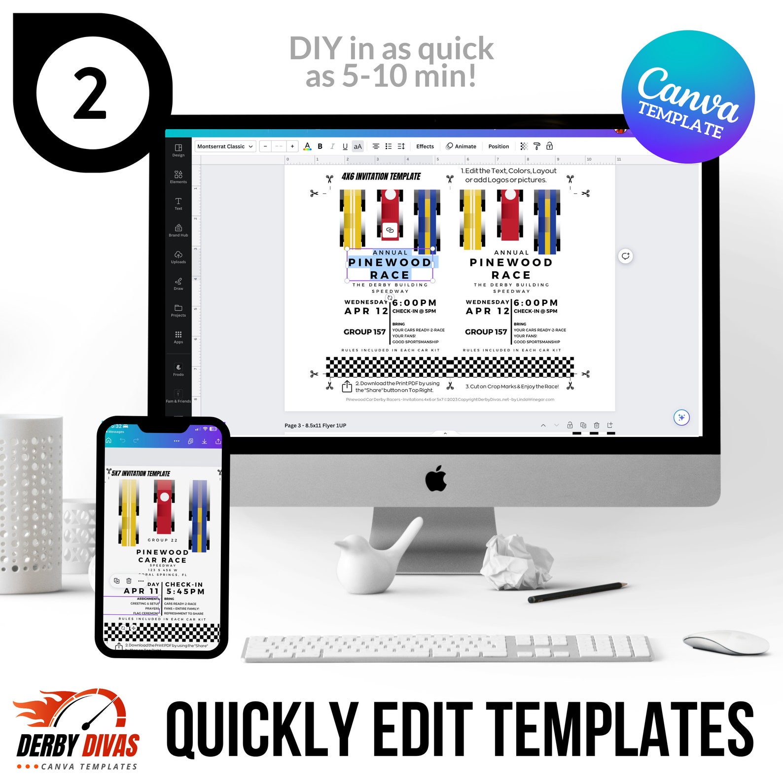 Editable Pinewood Race Car Derby Invitation! Race Car Party | Derby ...