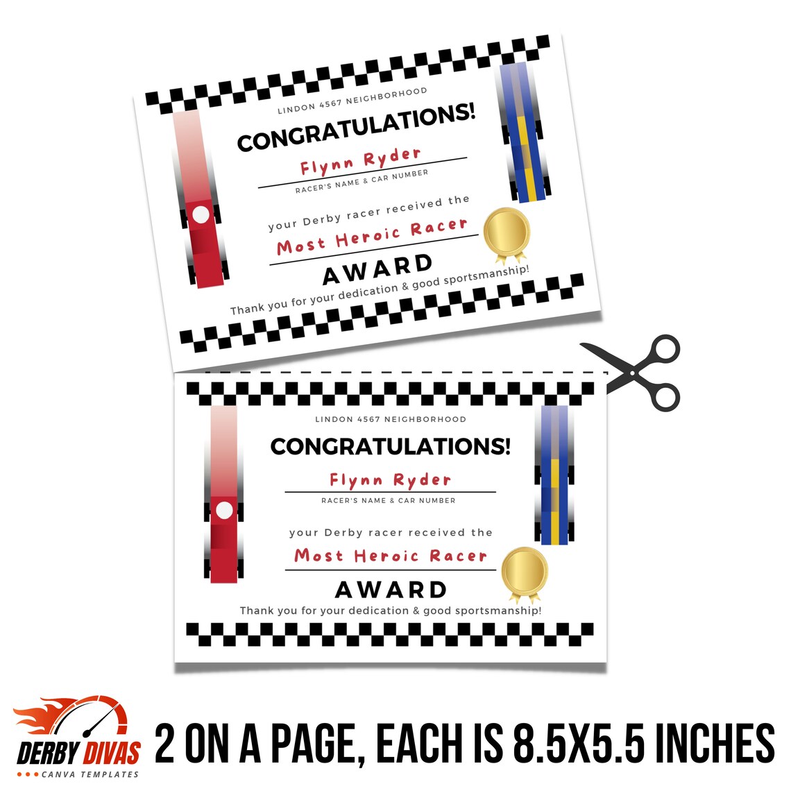 Editable Award Certificates | Pinewood Race Car Derby | Race Car Party ...
